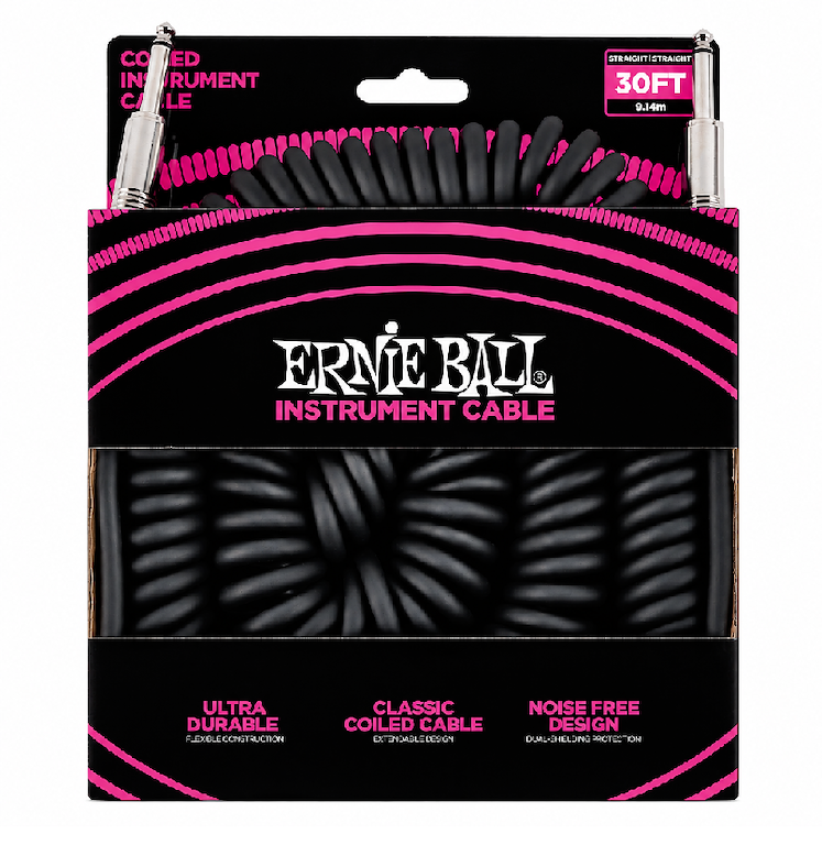 Ernie Ball 6044 BK Coiled Straight 9,1 m instrumentalni kabl