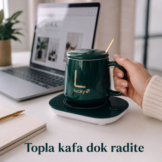 Smart Coffee Set - Električni grejač za kafu sa šoljom – smart podloga za toplu kafu i čaj