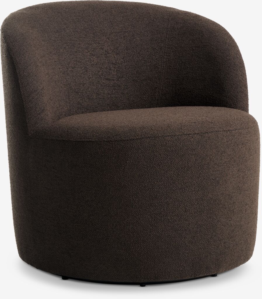 Lounge stolica ANDRUP rotirajuća tamno braon tkan