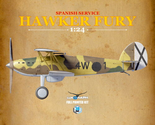 NEW! Lukgraph 24-008 Hawker Fury in Spanish Service (3D-Printed Full Kit)