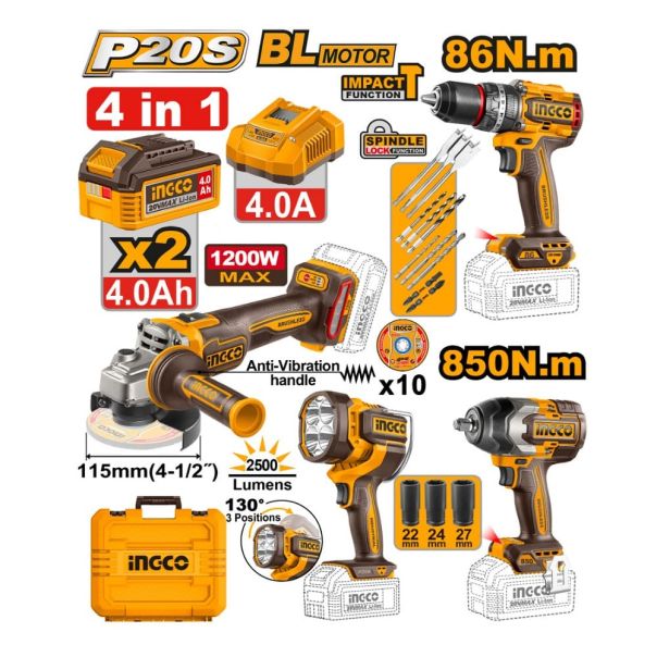 Akumulatorski set alata COSLI251192E 4/1 SUPER INGCO