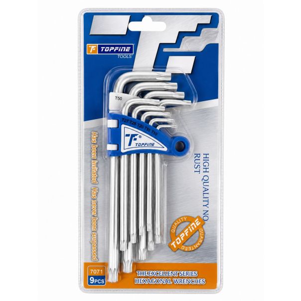 TOPFINE Set kratkih Torx ključeva 8 kom. T9–T40