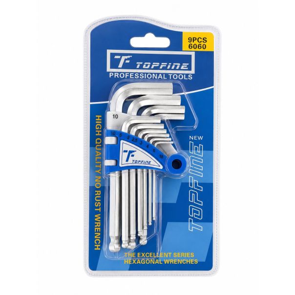 TOPFINE Set imbus ključeva sa kugličastim vrhom 1,5–10 mm (9 kom.)