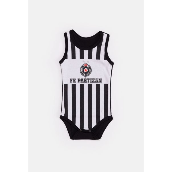 PARTIZAN Atlet bodi Pruge, crna/bela