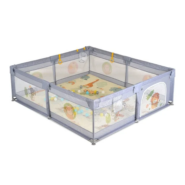 Moni GameZone ogradica za bebe 150x200 cm sa podlogom i lopticama Grey