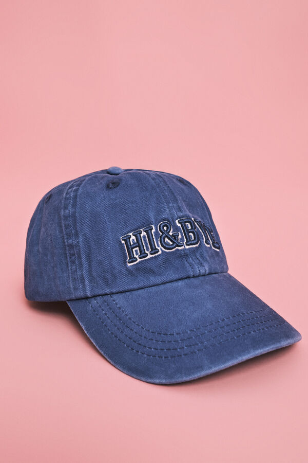 Blaue Baumwoll-Cap mit gesticktem Logo