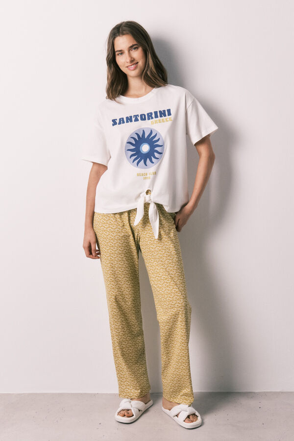 Santorini Baumwoll-Pyjama lang