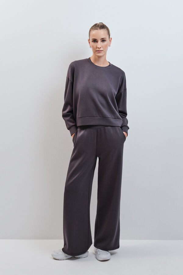 Graue weite modalhose lang