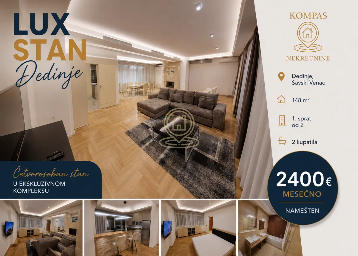 Izdavanje, četvorosoban stan, 148m², Savski Venac, Beograd