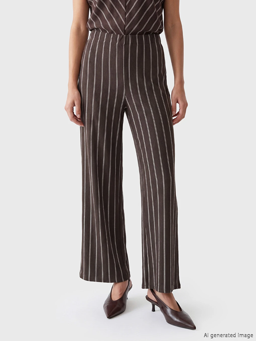 LCWAIKIKI Classic Ženske Prugaste Pantalone Sa Elastičnim Strukom