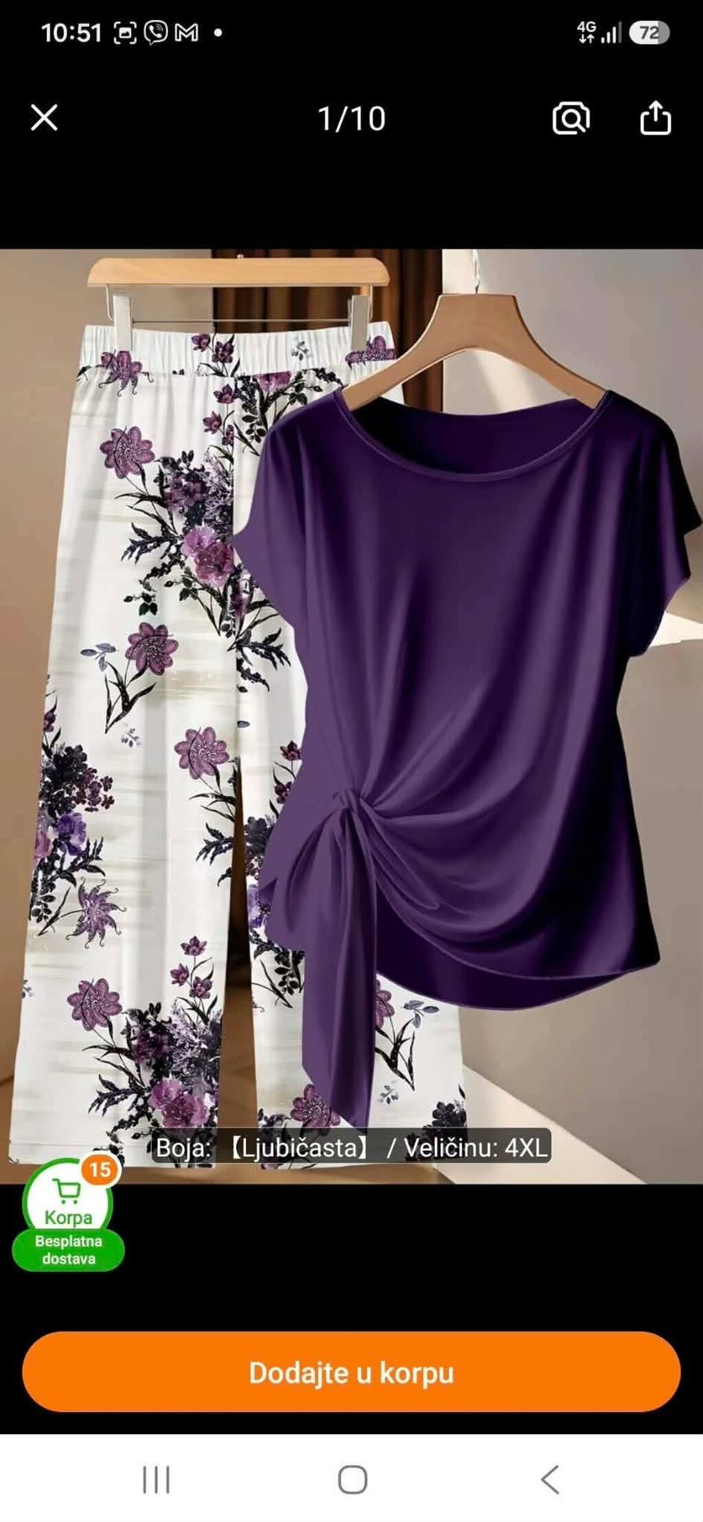 Dvodijelni ženski komplet – bluza i pantalone - Boja kompleta