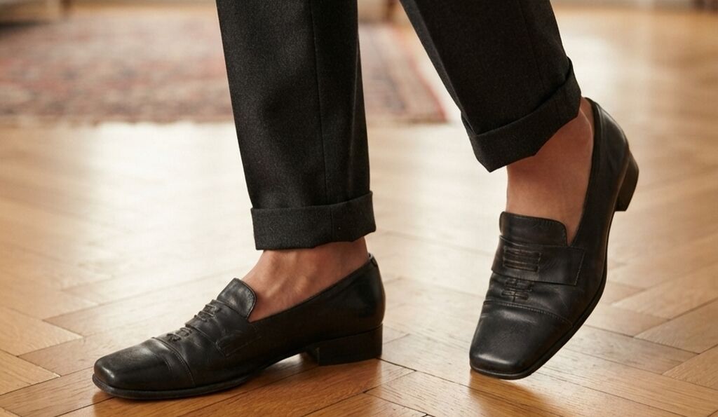 Muške kožne mokasine – crne - Klasičan penny loafer dizajn sa čistim
