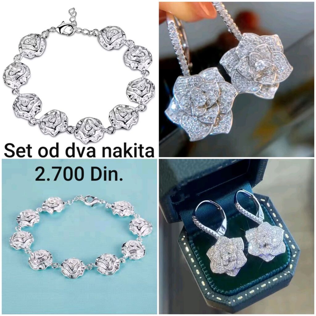 Posrebreni set nakita od hirurskog čelika sa žigom S925 – narukvica i