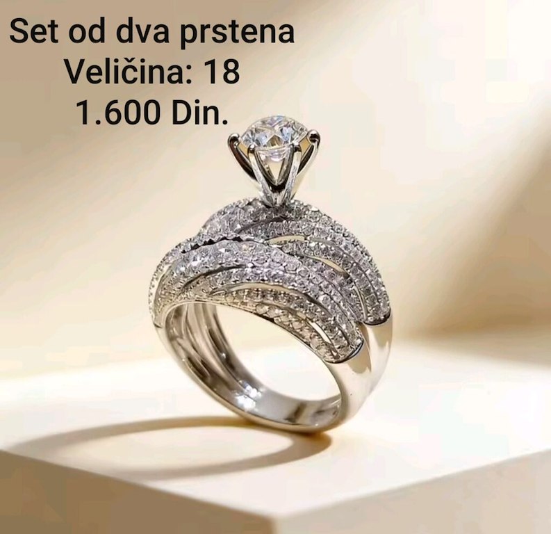 Posrebreni set od dva prstena,od hirurskog čelika sa žigom S925–