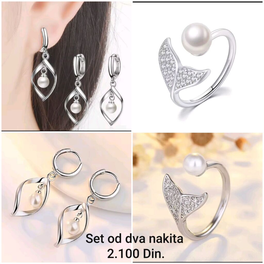 Elegantni posrebreni set od hirurskog čelika sa žigom S925 od dva