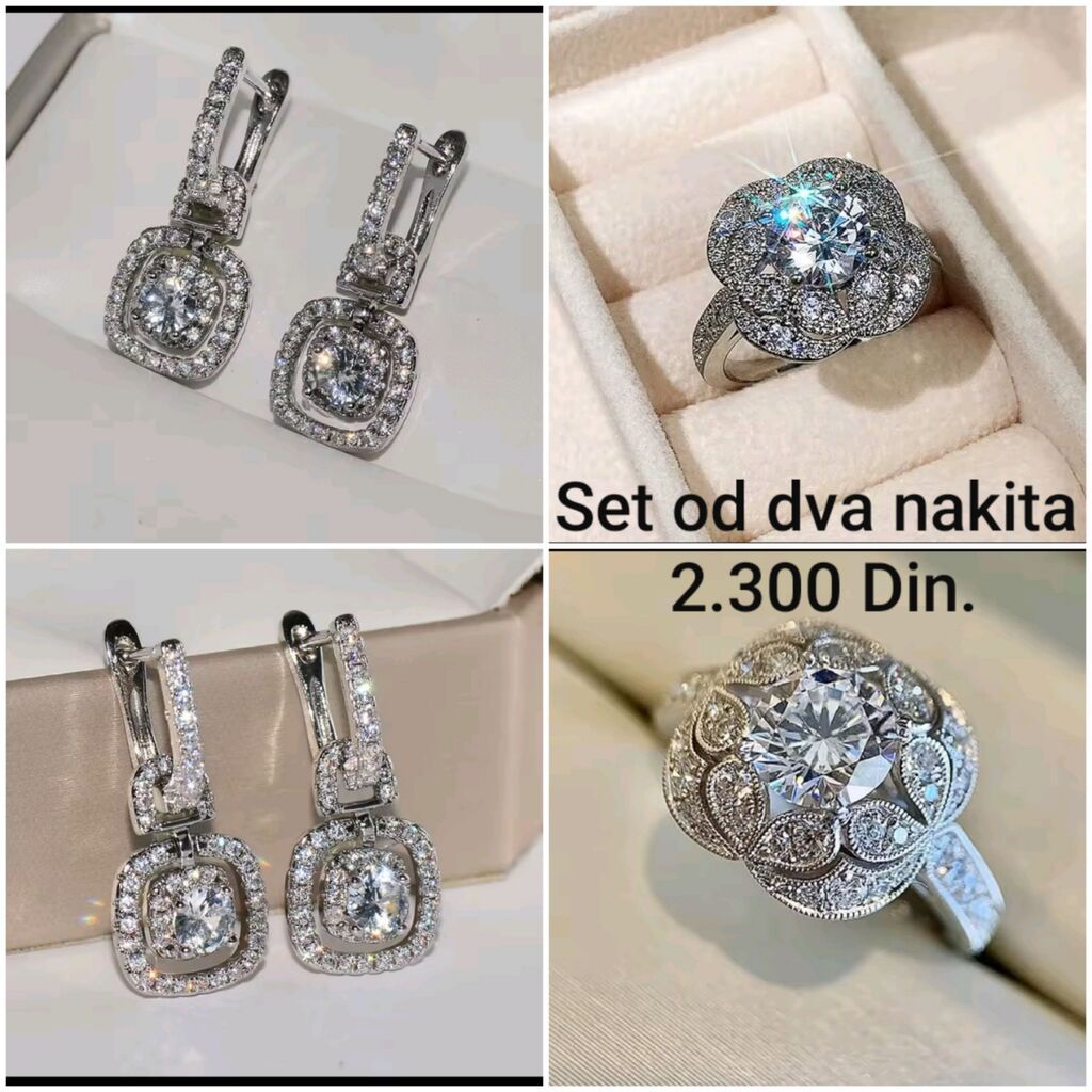 Elegantni posrebreni set od hirurskog čelika od dva komada nakita –