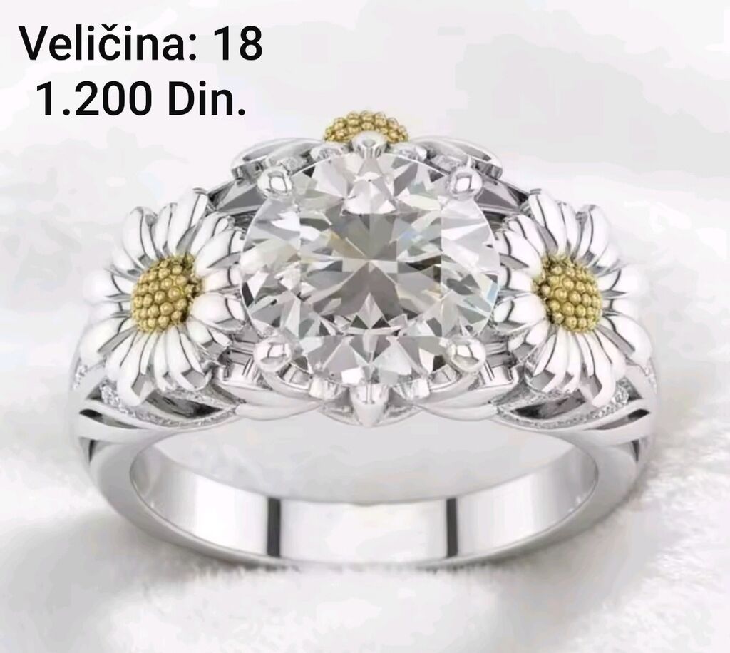 Elegantni posrebreni prsten sa cvetnim motivom od hirurskog čelika sa