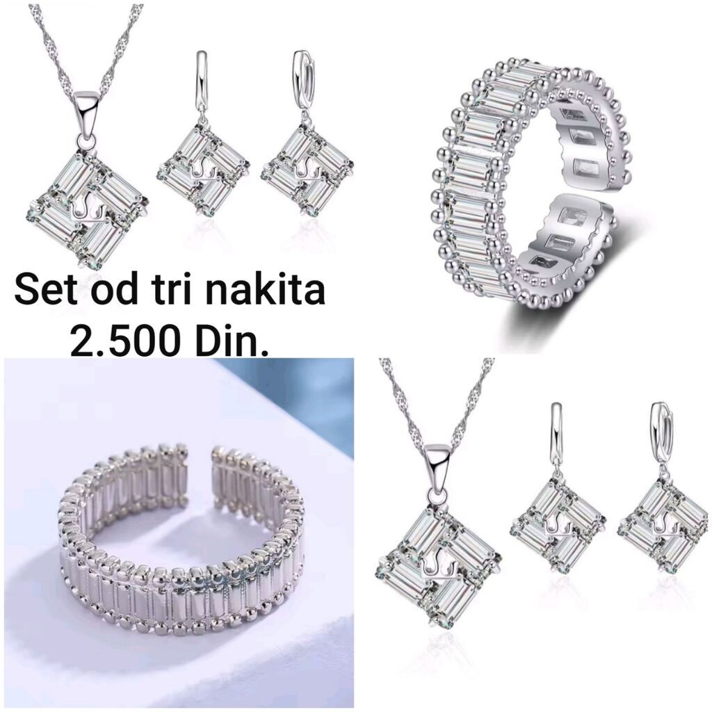 Elegantni posrebreni set nakita od hirurskog čelika sa žigom S925 od