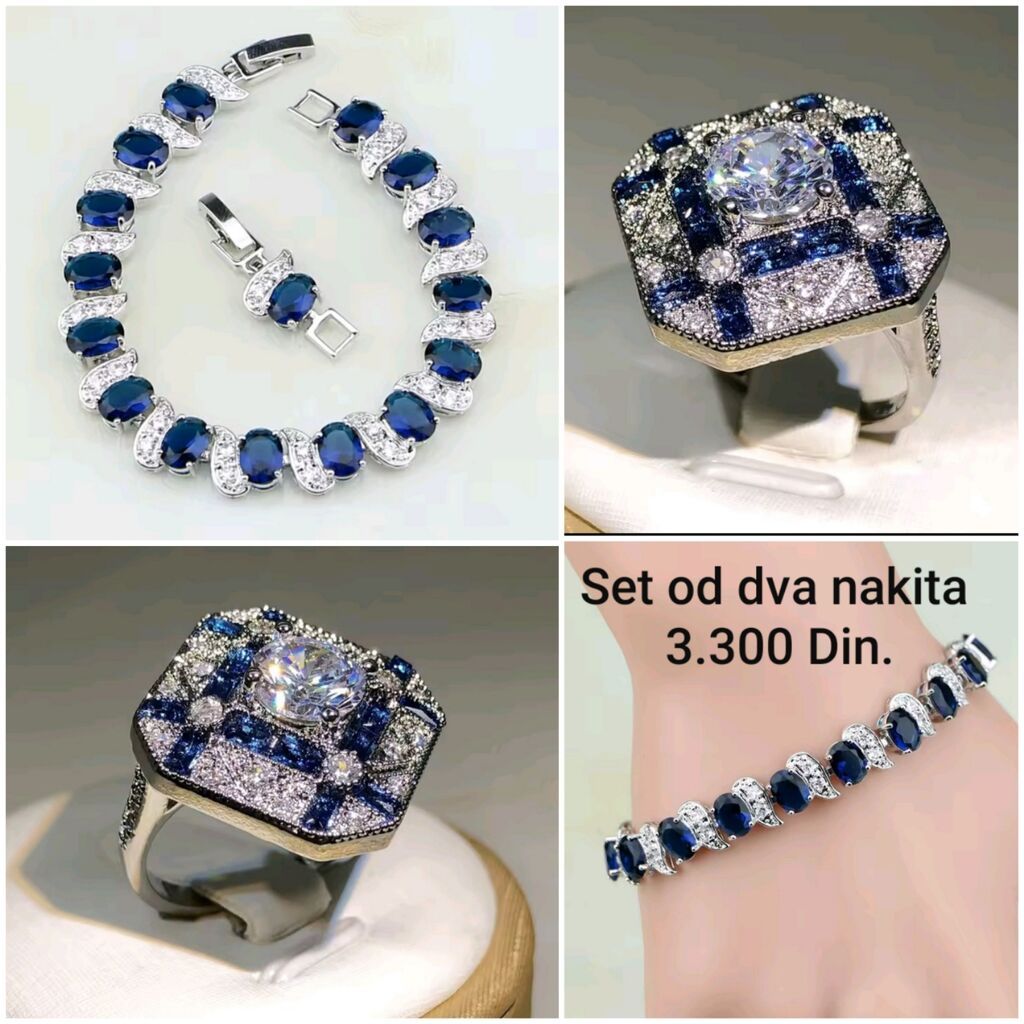 Elegantni posrebreni set od hirurskog čelika sa žigom S925 od dva