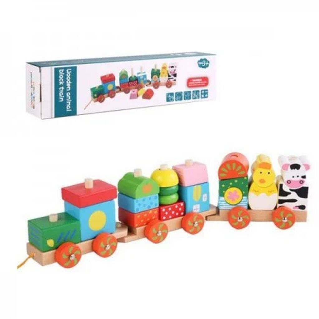 DRVENI VOZIĆ FARM ANIMALS – 61/29033-50 Uz ovaj drveni vozić, igra i