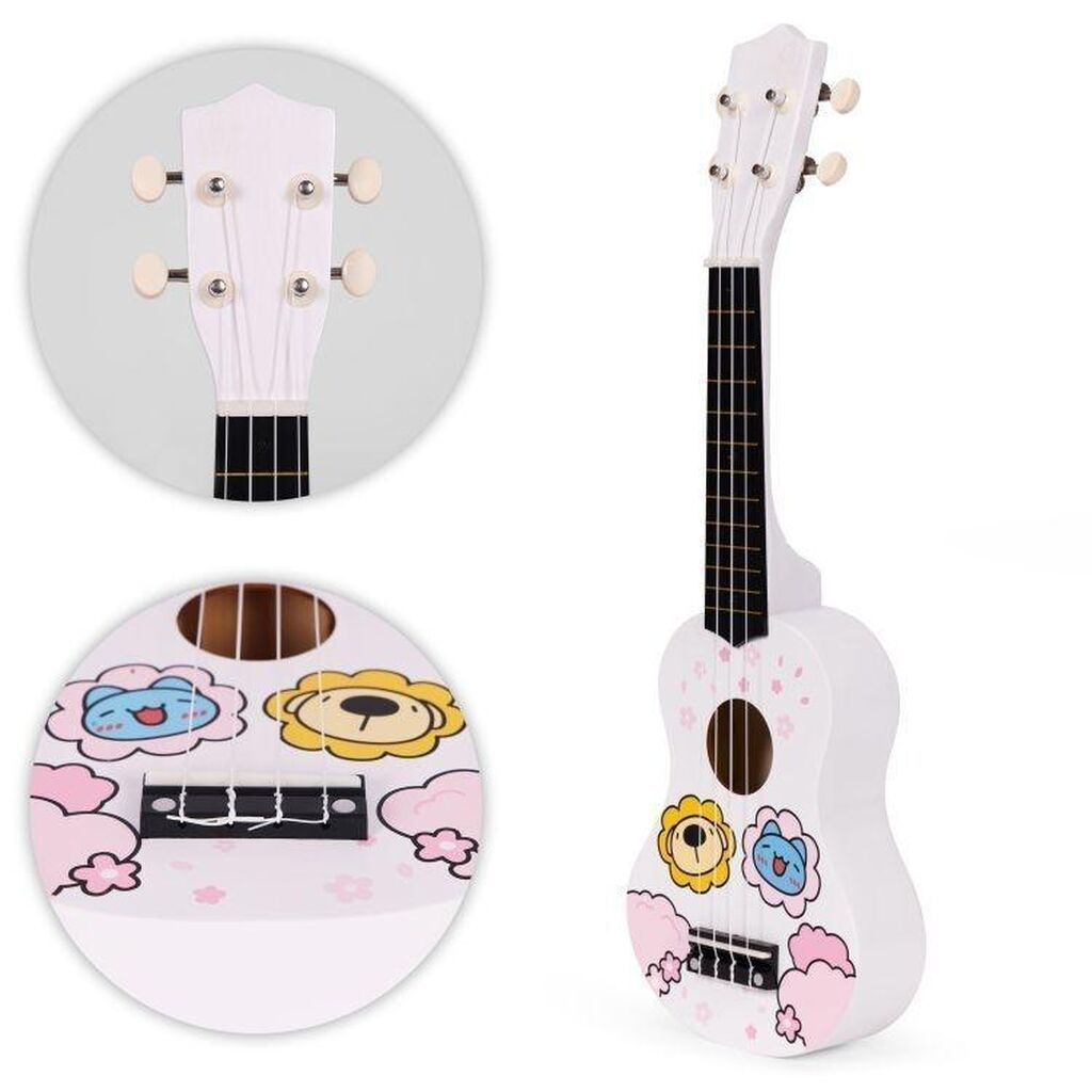 Ukulele drvena gitara za decu sa 4 najlonske žice i trzalicom –