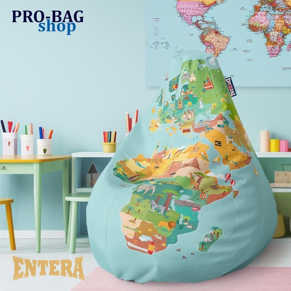 Lazy Bag – Mapa sveta, ilustrovane znamenitosti država (šifra