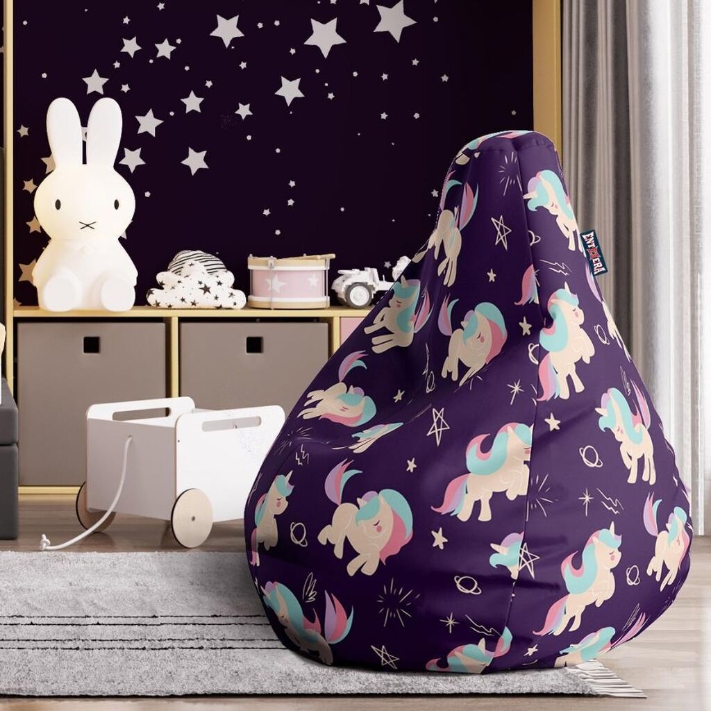 Lazy Bag za decu – Ljubičasti sa roze jednorozima (šifra: 014-m-270)