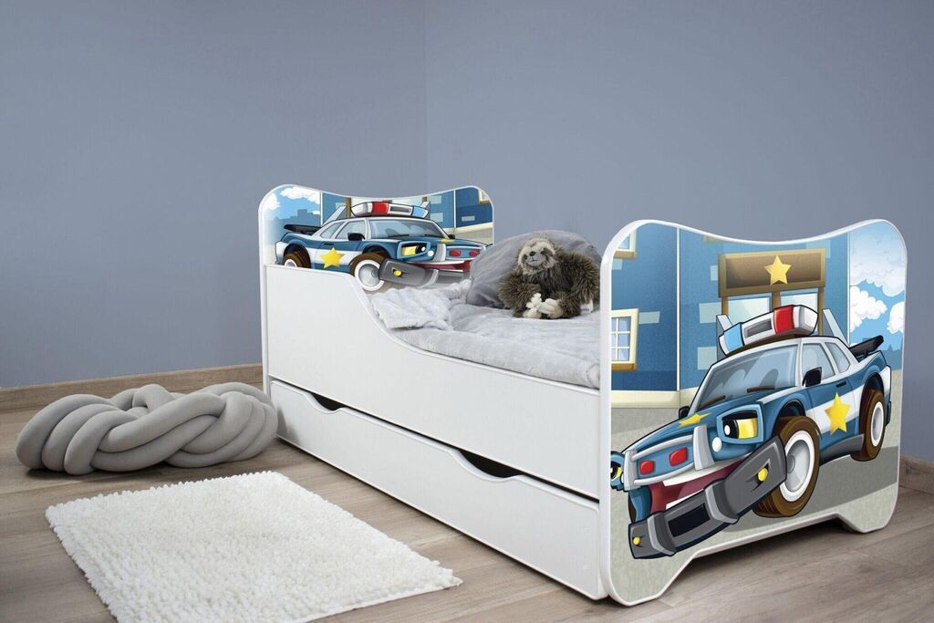 Dečiji krevet za dečake 160x80 cm HAPPY KITTY + fioka i police -