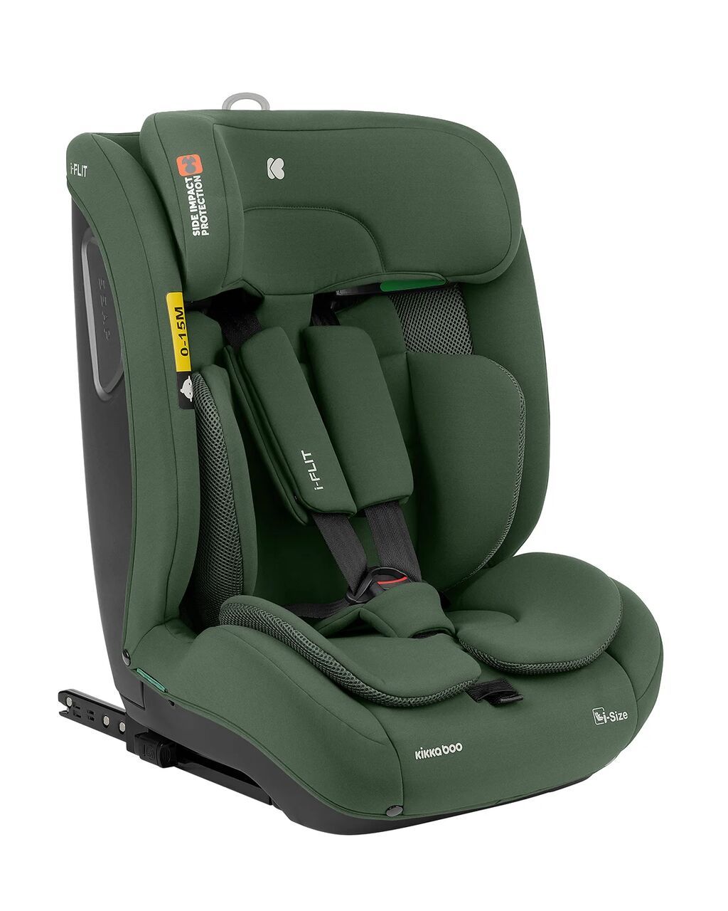 KIKKA BOO I-FLIT i-Size autosedište, army green, 76–150 cm (oko 9–36