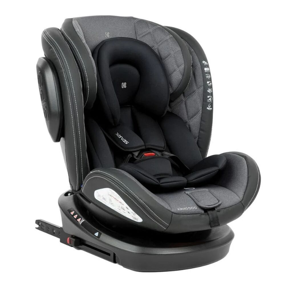 KIKKA BOO autosedište STARK ISOFIX 0–1–2–3 (0–36 kg), tamno sivo –