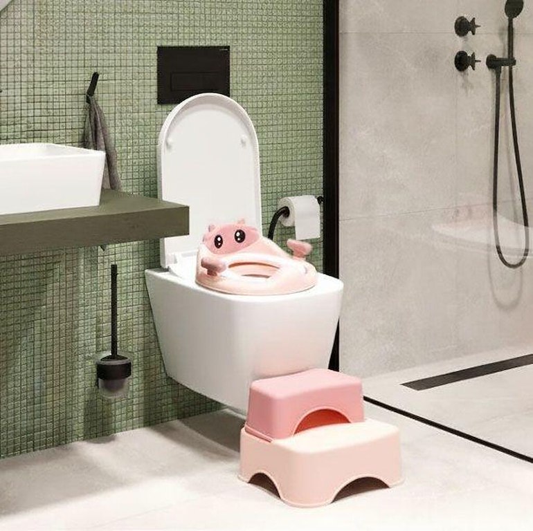 Adapter za WC šolju sa stepenicama i platformom za decu, roze, ECOTOYS
