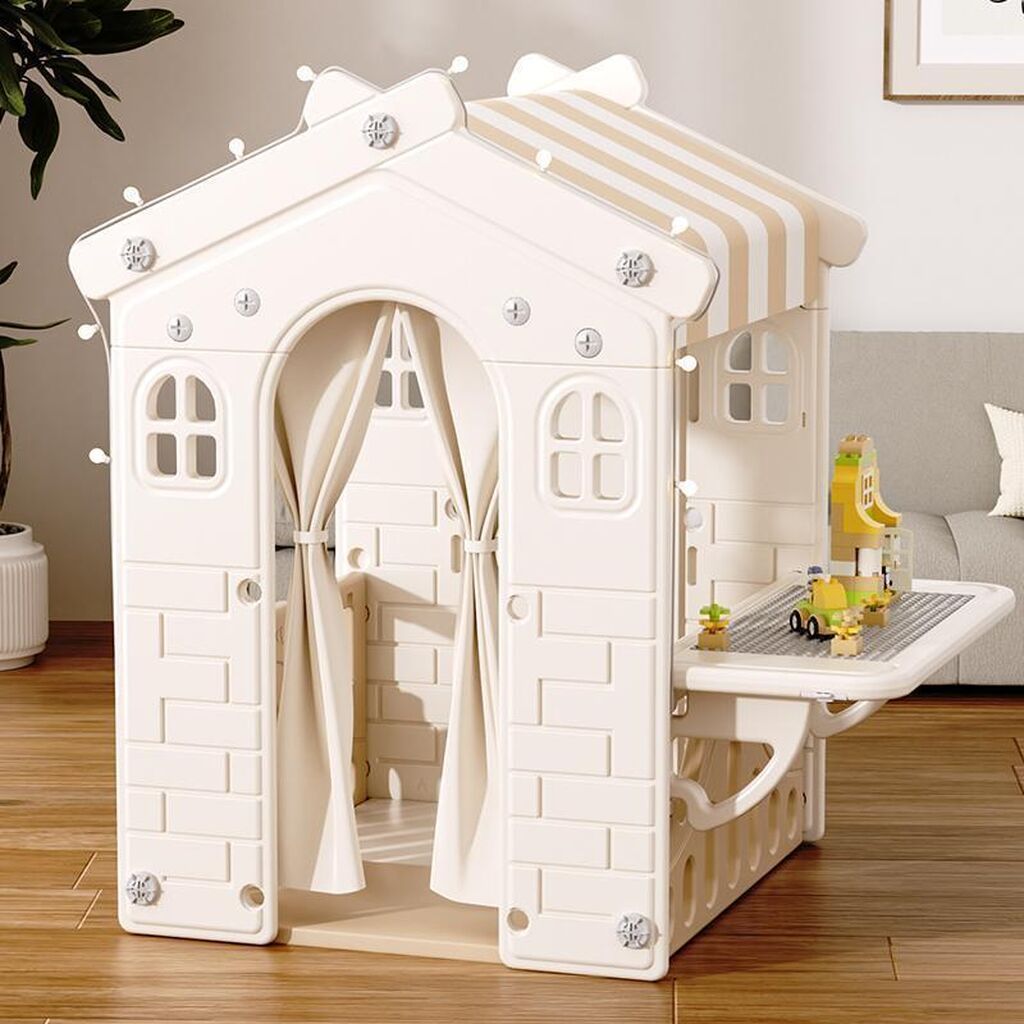 Višefunkcionalna kućica sa tablom za LEGO kocke (bež boja) Zabava