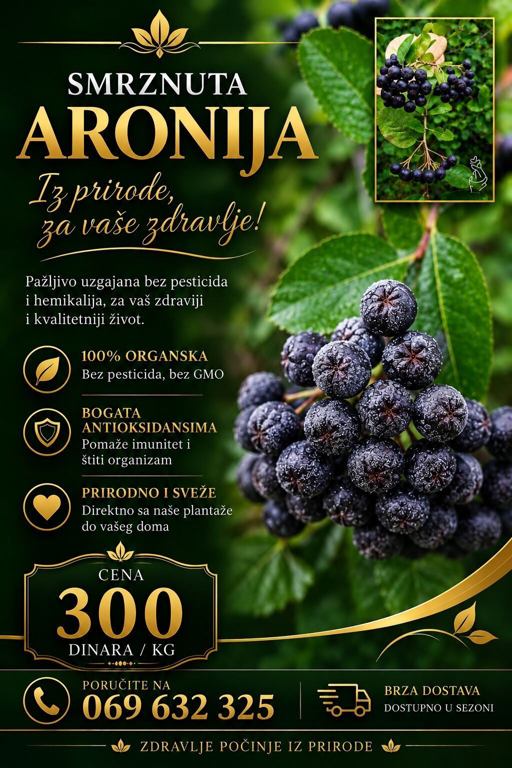 Smrznuta aronija – iz prirode, za vaše zdravlje - 100% organska bez