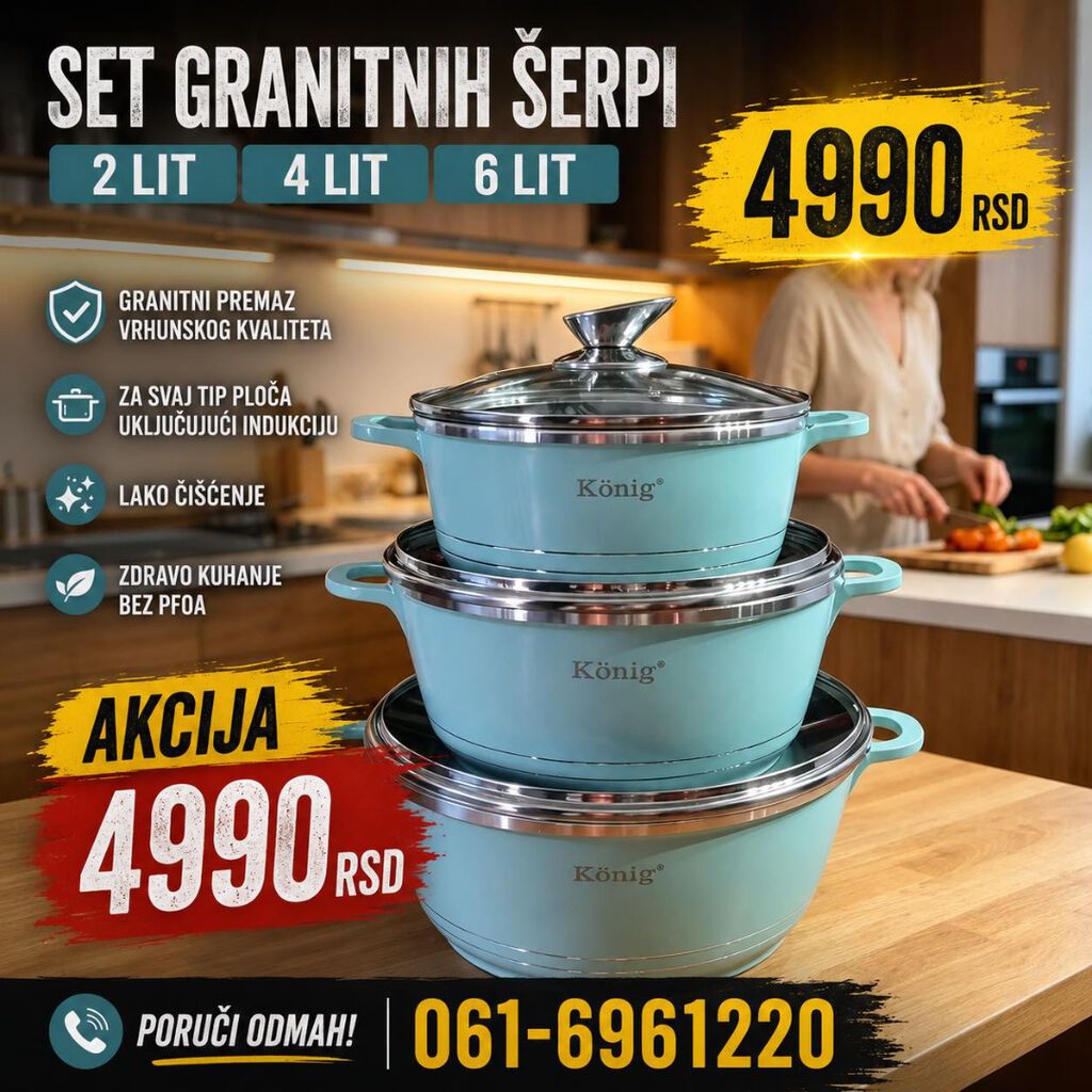 Set granitnih šerpi König – 2 L, 4 L i 6 L - Granitni premaz