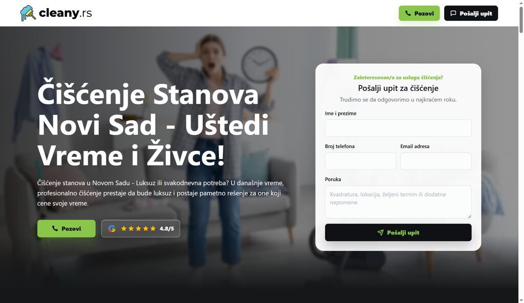 Top 1 agencija za ciscenje na Google Novi Sad (Site + GBP + broj)
