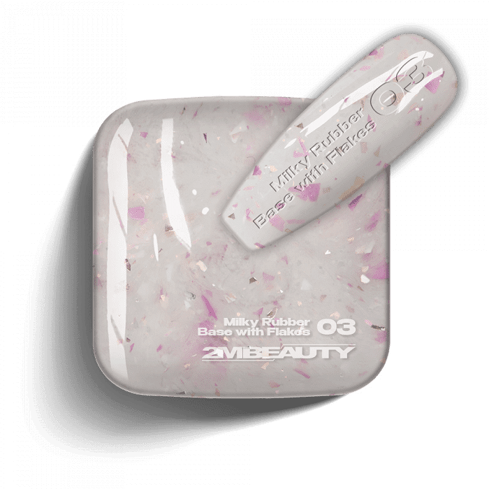 Gel Lack - Milky Rubber Base With Flakes 03 - HEMA Free