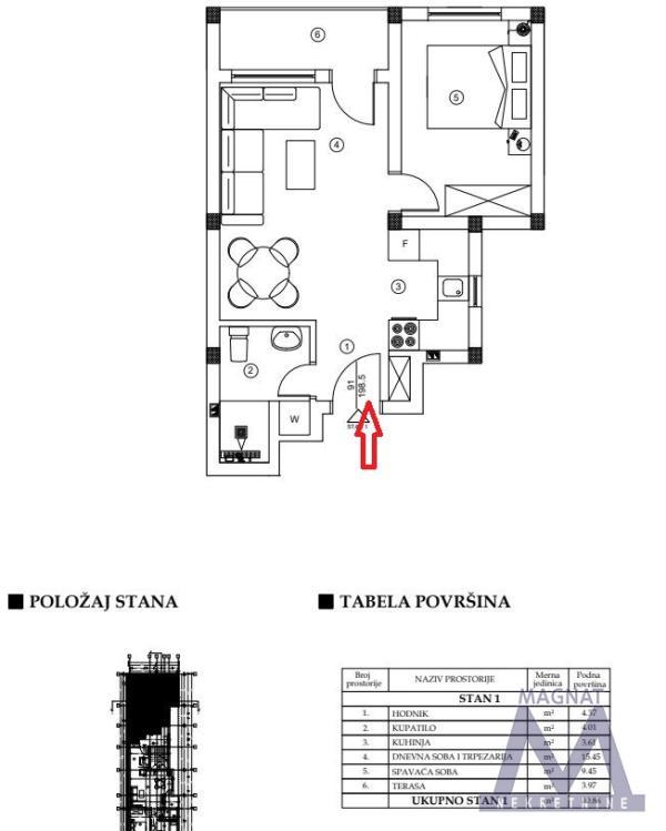 Dvosoban stan na prodaju, 40m2, 101.000€