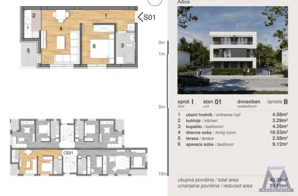 Dvosoban stan na prodaju, 39m2, 88.750€