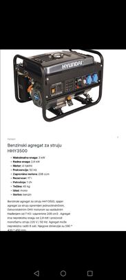 Hyundai Hhy3500 agregat