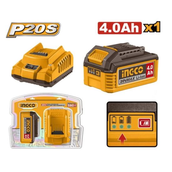 Set akumulator 20V 4,0Ah + punjač Super INGCO FBCPK1012E