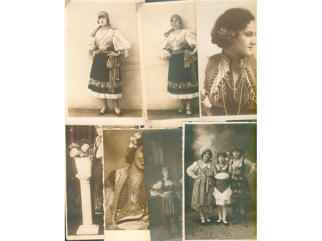 SRBIJA etno zenska narodna nosnja 8 starih fotografija