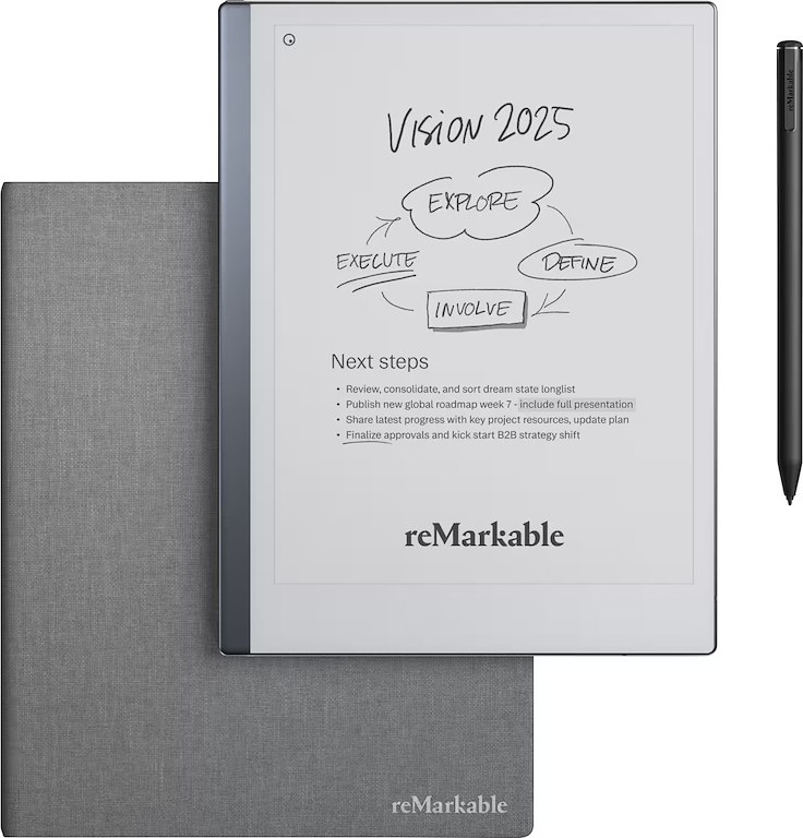REMARKABLE - 2 - 10.3” PAPER TABLET WITH MARKER PLUS AND POLYMER WEAVE BOOK FOLIO - GRAY