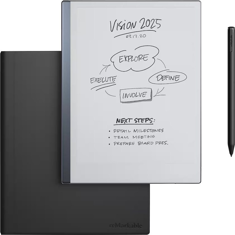 REMARKABLE - 2 - 10.3” PAPER TABLET WITH MARKER PLUS AND PREMIUM LEATHER BOOK FOLIO - BLACK