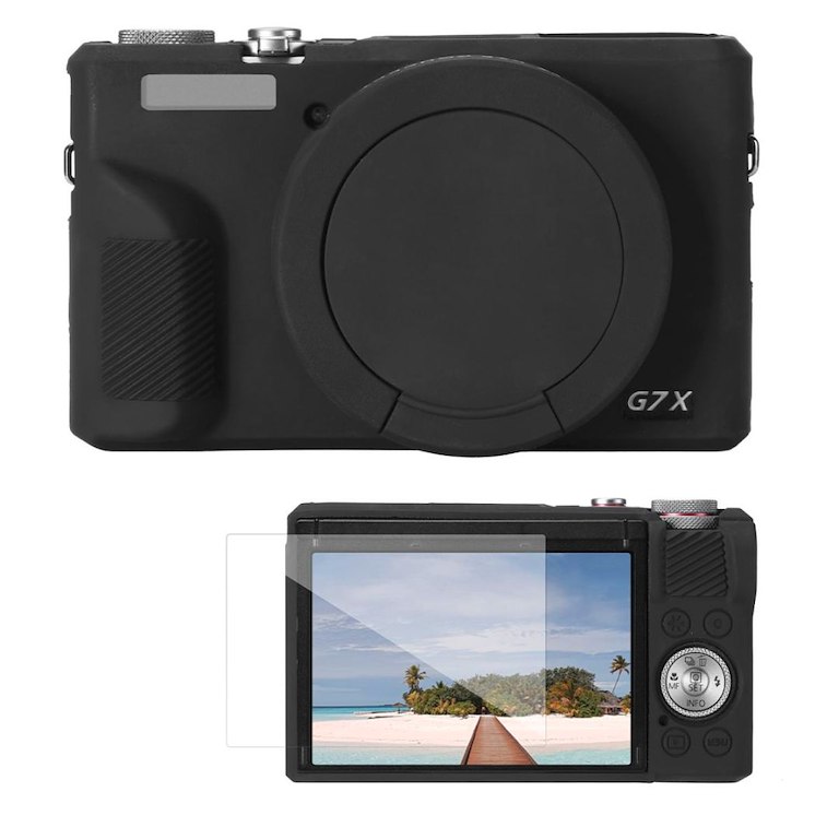 K&F Concept Canon G7X III Silicone Protective Case with Screen Protector Set (Black) KF31.228