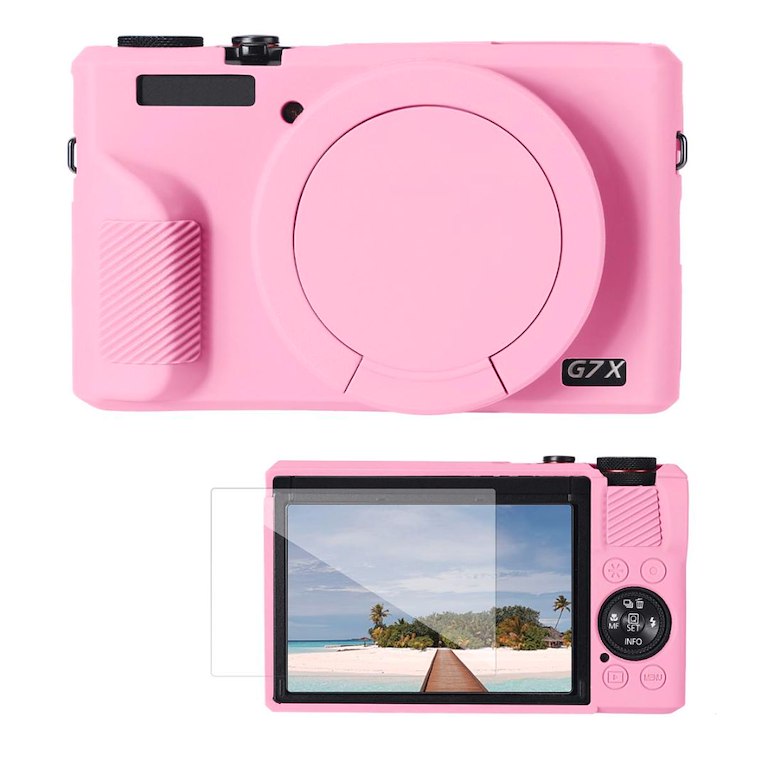 K&F Concept Canon G7X III Silicone Protective Case with Screen Protector Set (Pink) KF31.229