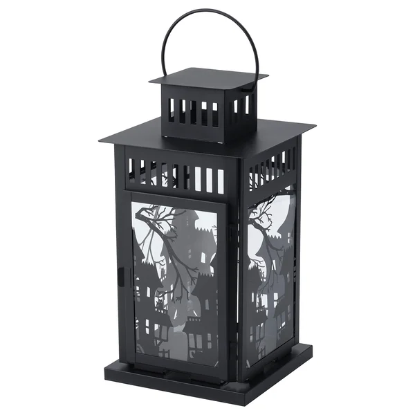 Fenjer za top sveću, splj/un, crna, 44 cm