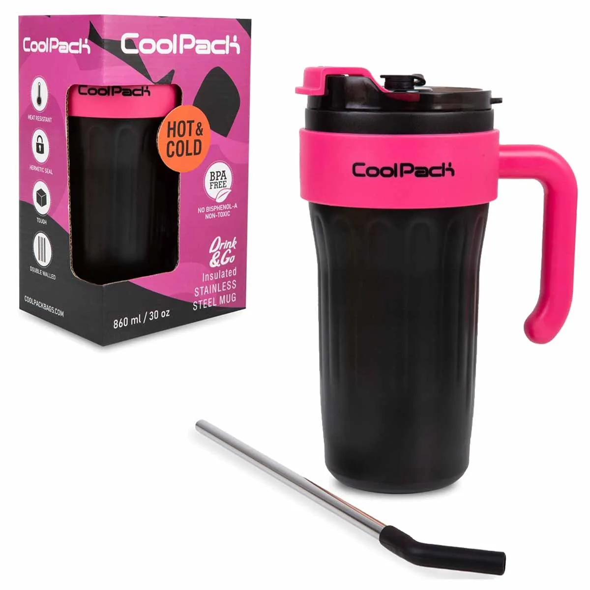 Putna termo šolja PINK BLACK 860 ml