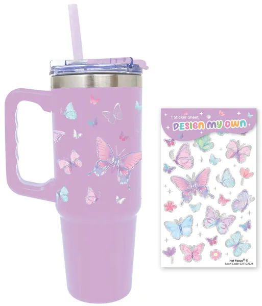 Velika putna šolja sa stikerima LEPTIRI 800ml
