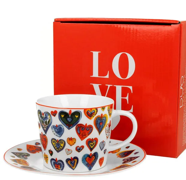 Šolja sa tacnom COLORFUL HEARTS - 220ml