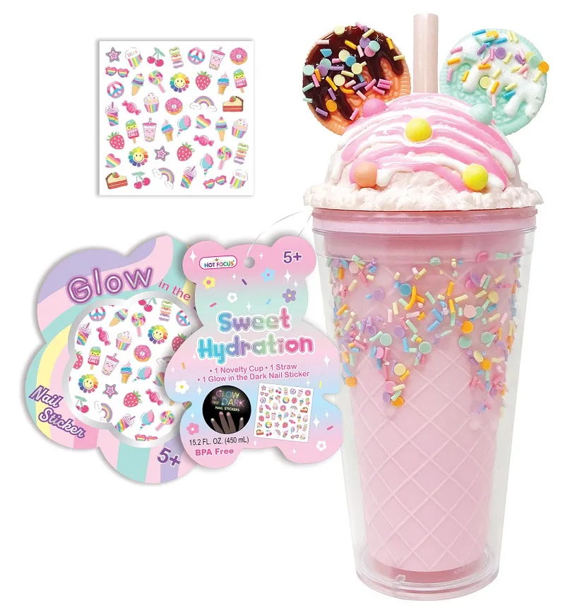 Plastična čaša sa stikerima SWEET HYDRATION - ROZE